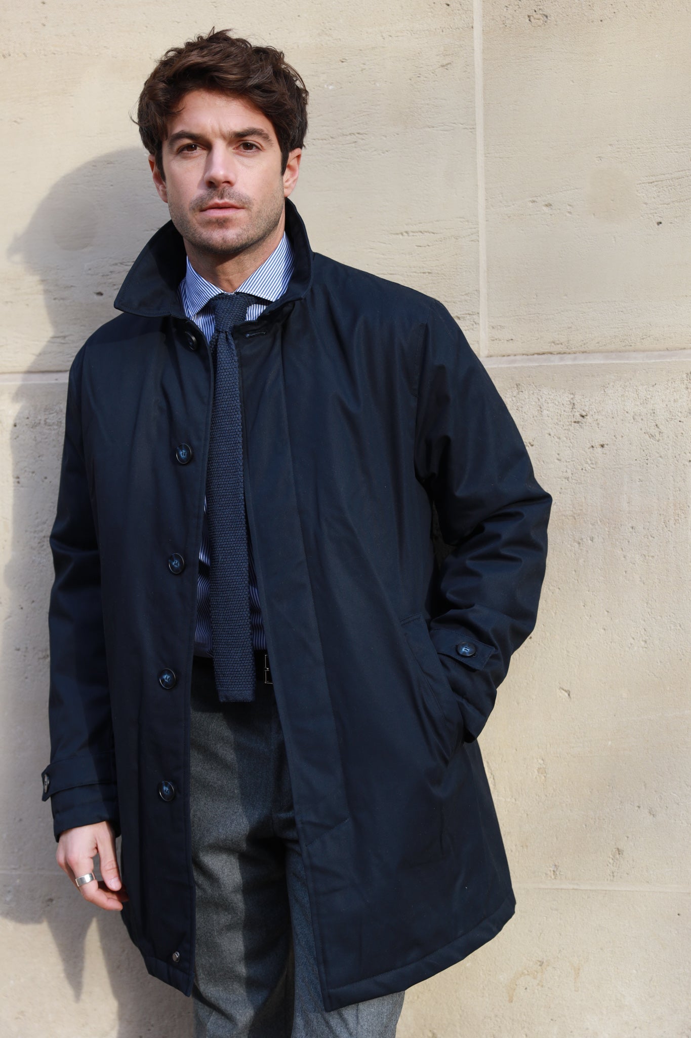 Imper d'hiver matelassé marine causal chic pour homme - Curling Paris