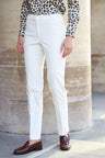 Pantalon de ville femme en velours côtelé stretch écru - Curling Paris