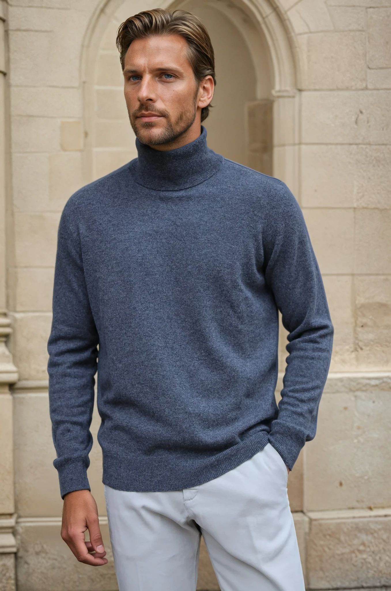 Suéter de cuello alto para hombre, 100 % cachemir, color antracita ...